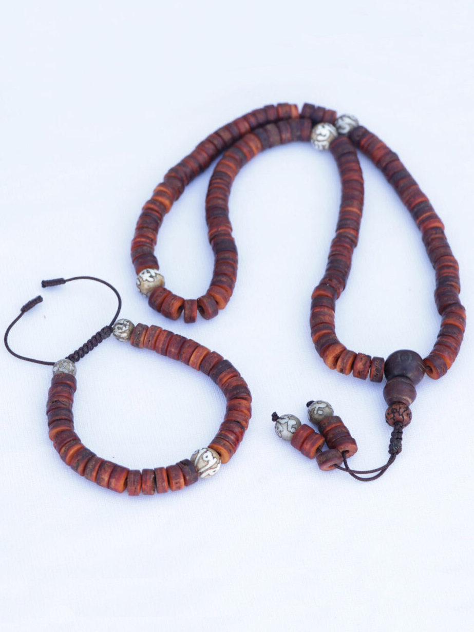 10mm Fossil Yak Bone Mala Set – Handcrafted in Nepal - Wholesale