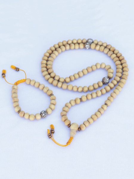 Handcrafted 8 mm Raw Sandalwood Mala Necklace & Wrist Mala Set – Wholesale